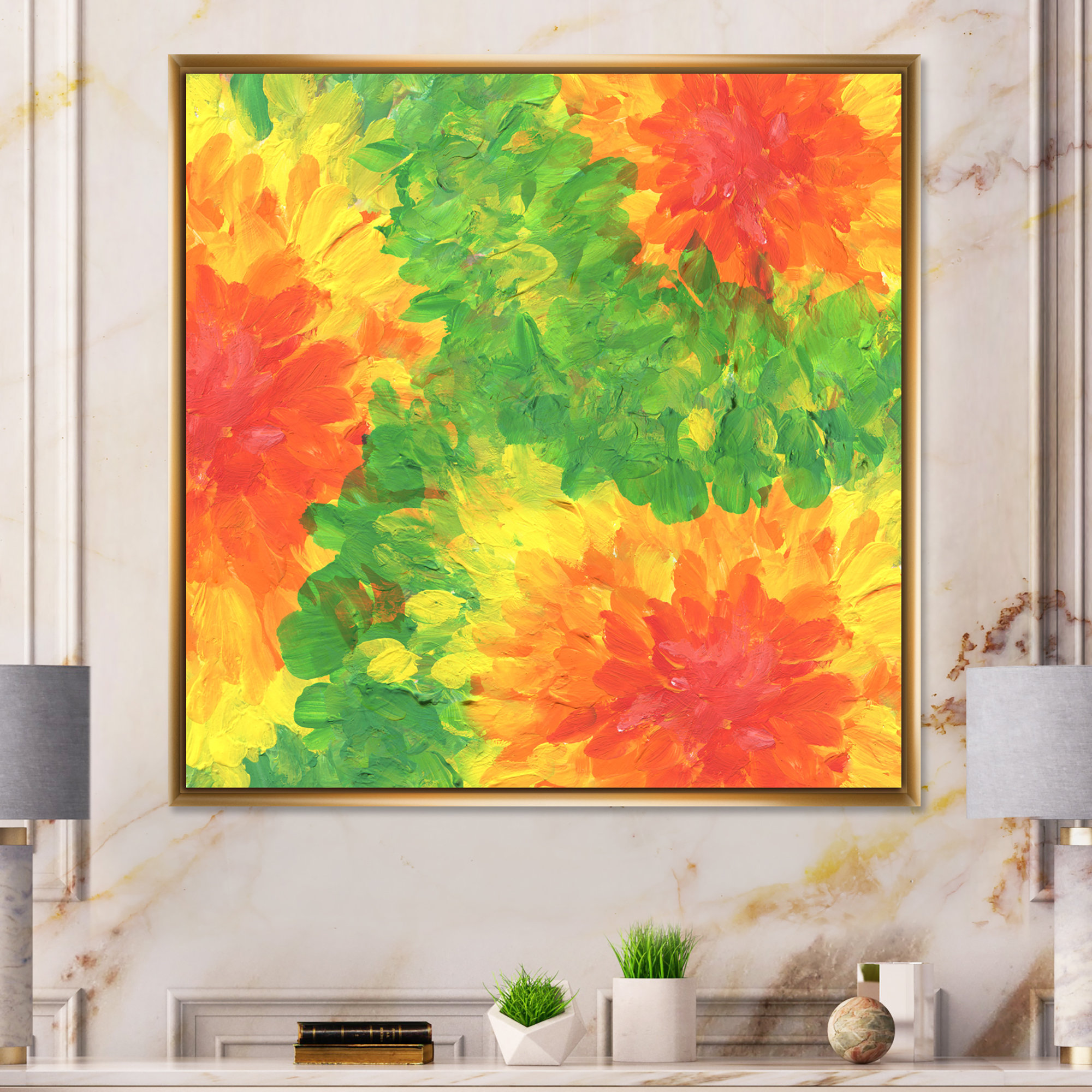 Wrought Studio Red Orange Yellow And Green Abstract Red Orange Yellow ...