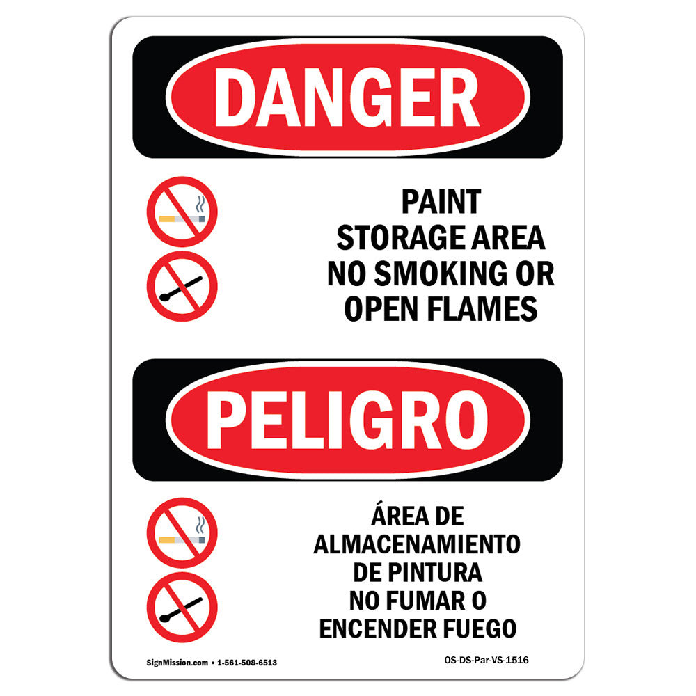 SignMission Paint Storage No Smoking Flames Bilingual Danger Sign | Wayfair