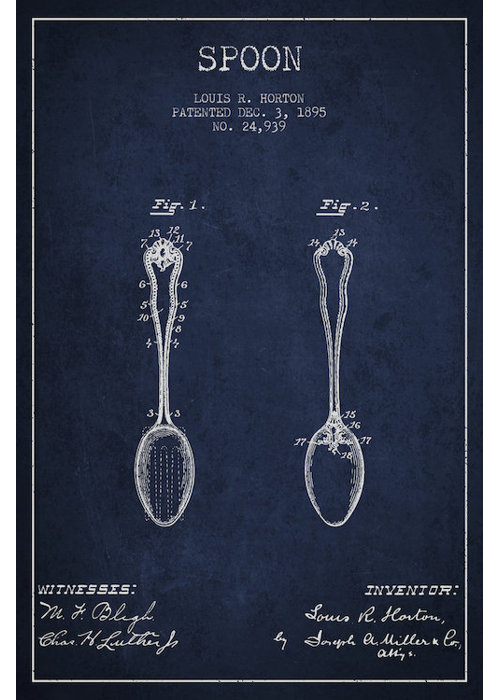Williston Forge Spoon Navy Blue Patent Blueprint by Aged Pixel ...