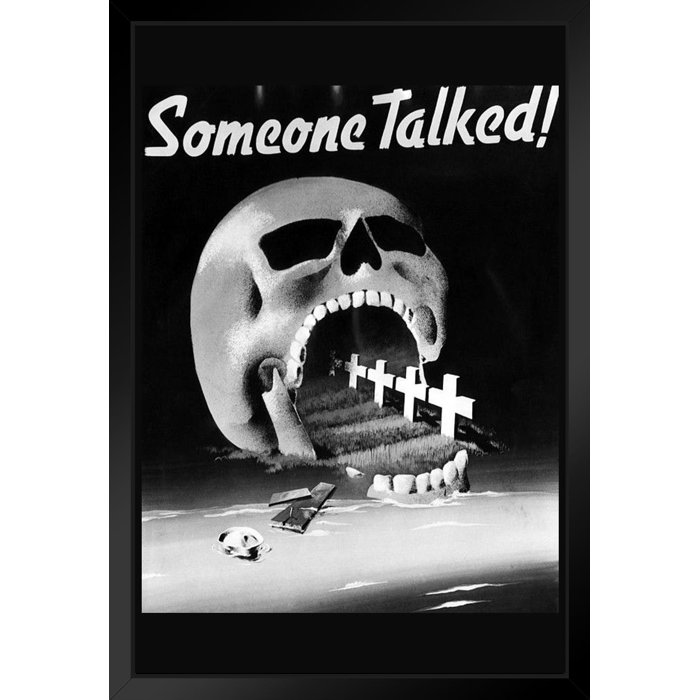 Trinx Someone Talked Skull World War II Propaganda Black Wood Framed ...
