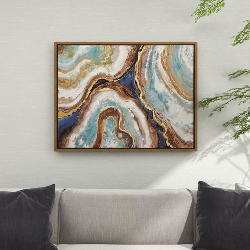 Mercer41 Multi Colored Canvas Enlarge Slice Geode Framed Wall Art with ...