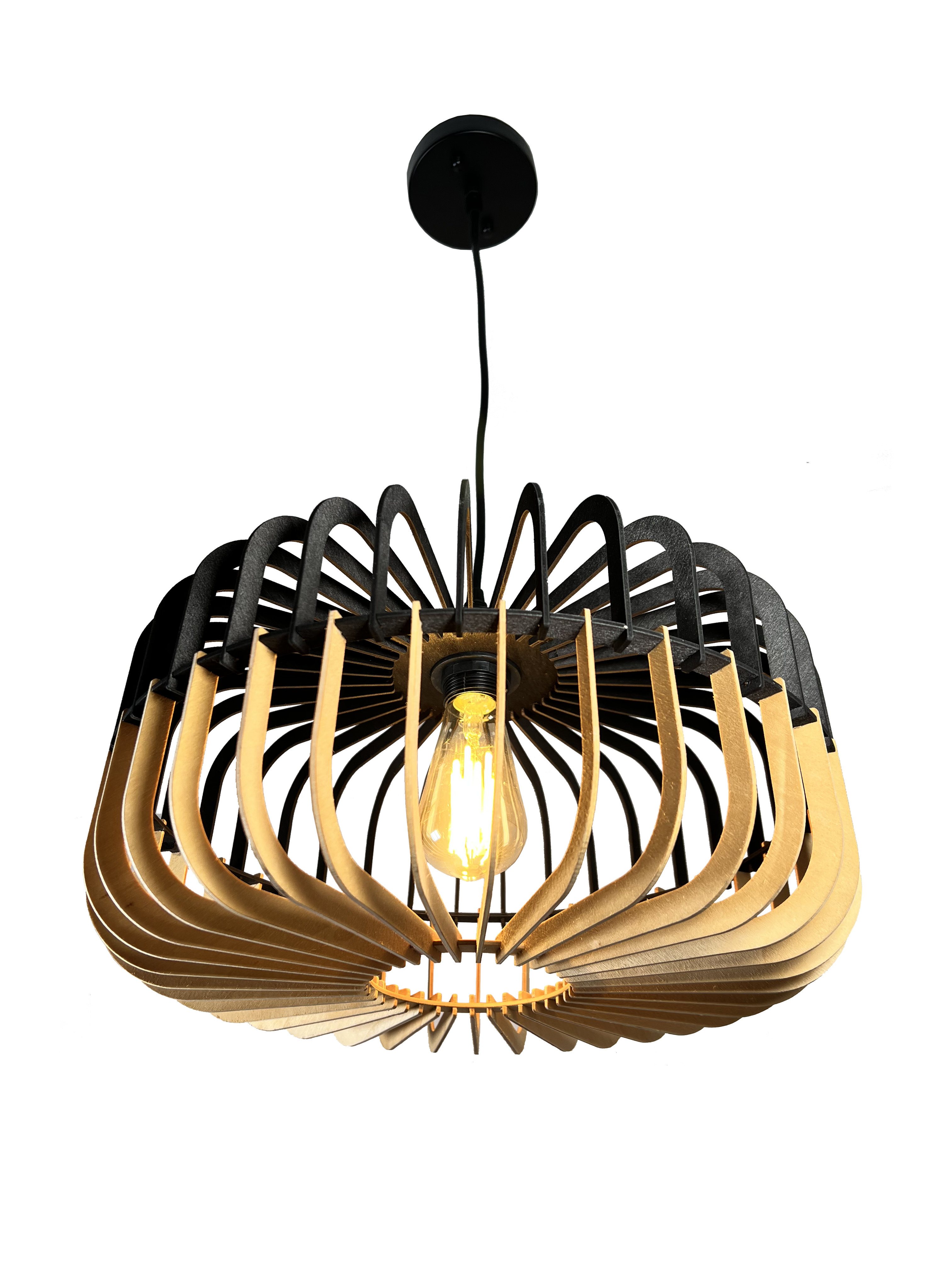 Corrigan Studio® Crystal-Leigh 1-Light Black & Bamboo Geometric Pendant ...