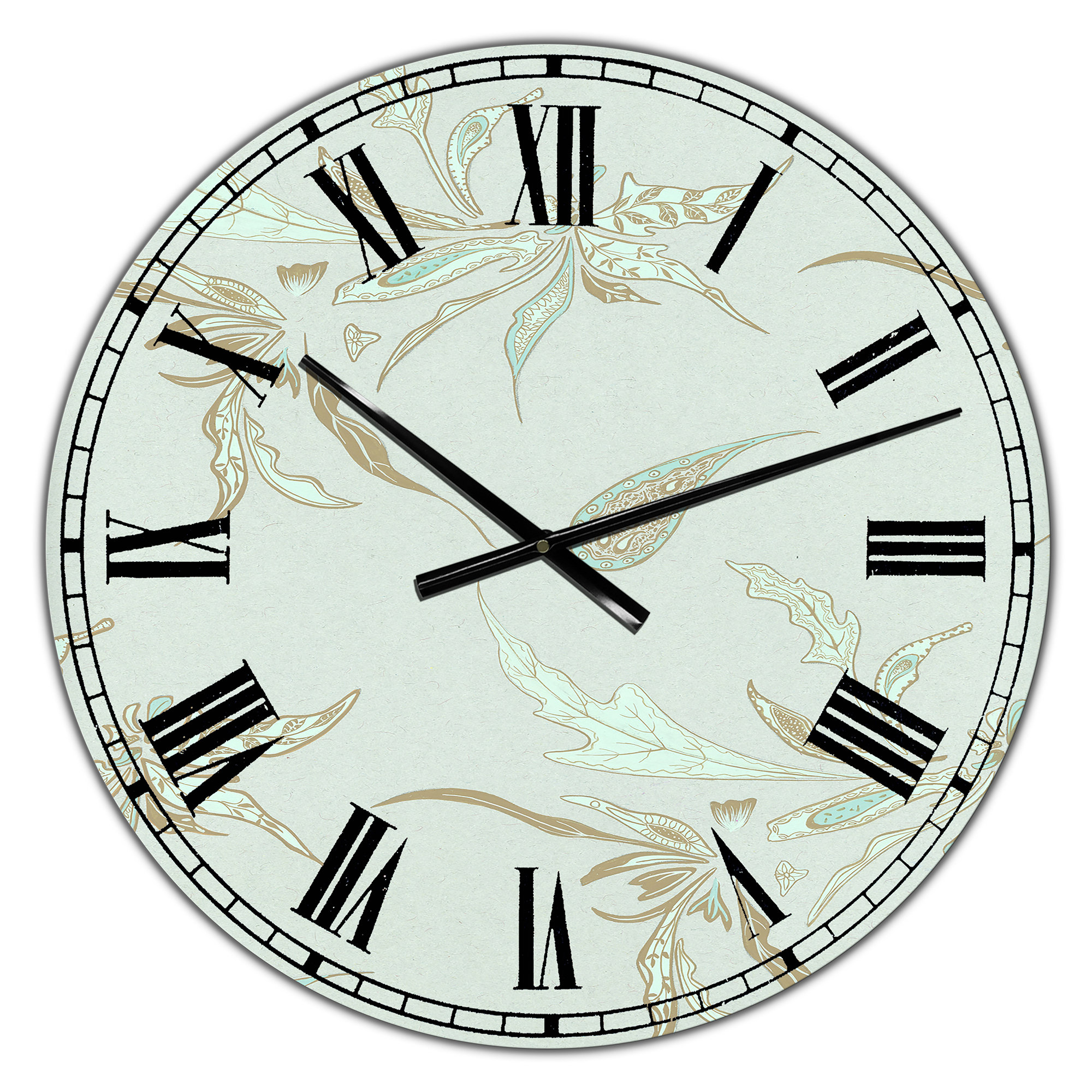 East Urban Home Sage Flowers - Oversized Cottage Wall Clock | Wayfair