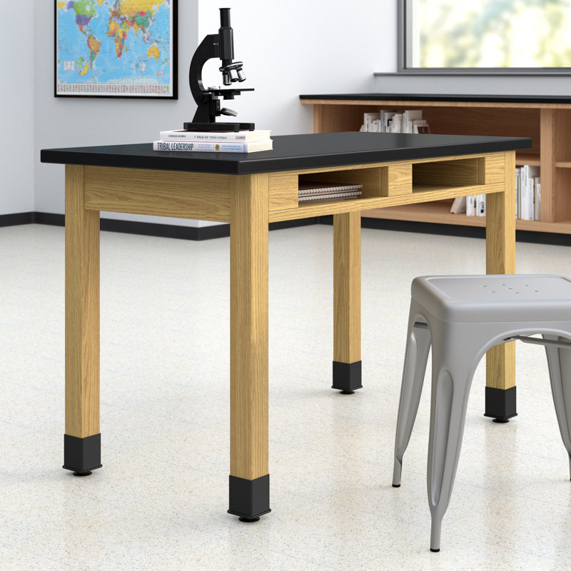 National Public Seating 30" H Wood Science Table with Book Compartments ...