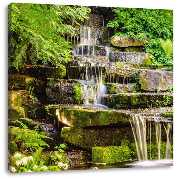 Alpen Home Small Waterfall Over Stone Slabs - Wrapped Canvas Photograph ...