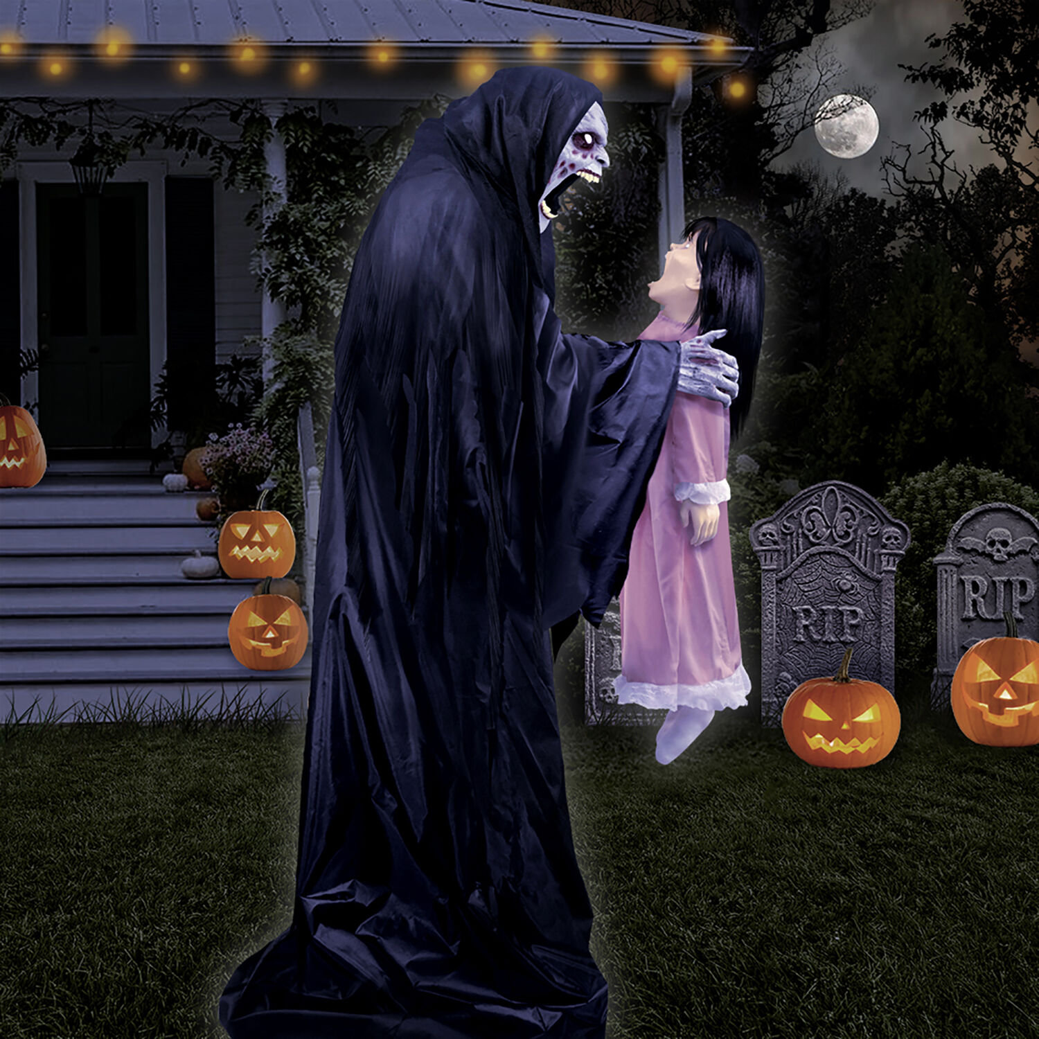 The Holiday Aisle® Creepy Soul Sucker Demon with Child Lawn Art | Wayfair