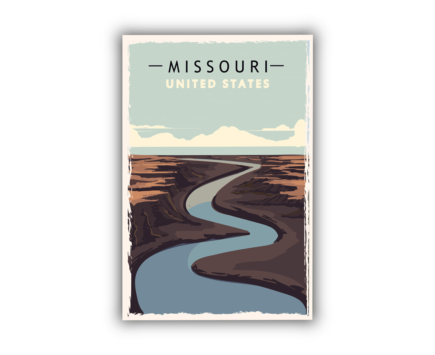 Trinx Missouri Retro Style State Travel Poster, Vintage Unframed Print ...