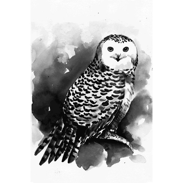 Millwood Pines Ink Owl - Wrapped Canvas Print | Wayfair