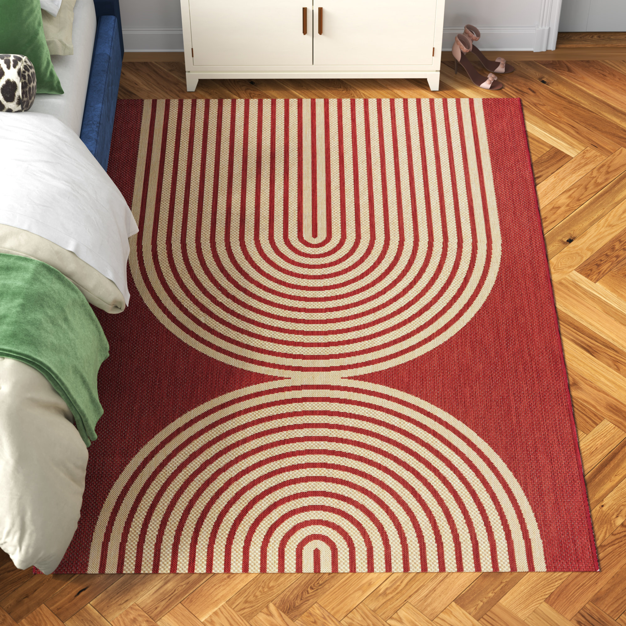 Etta Avenue™ Helmdon Red/Cream Indoor / Outdoor Area Rug & Reviews ...