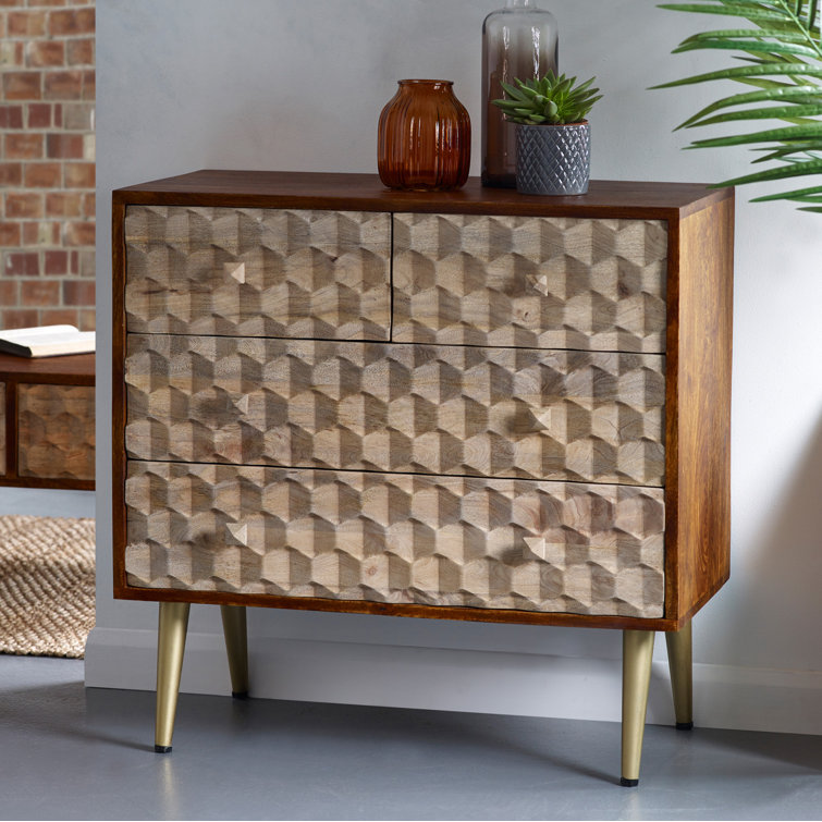 World Menagerie Rosemont 5 Drawer 85Cm W Solid Wood Chest Of Drawers ...