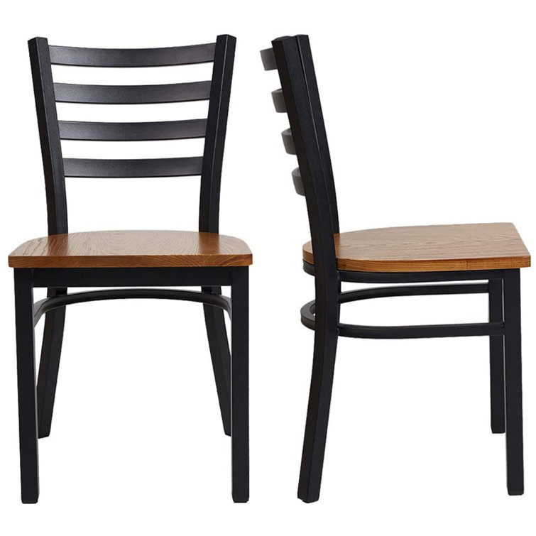 Red Barrel Studio® Rickert Ladder Back Stacking Side Chair in Black ...