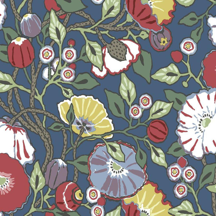 York Wallcoverings Vincent Poppies 27' L x 27" W Spray and Stick ...