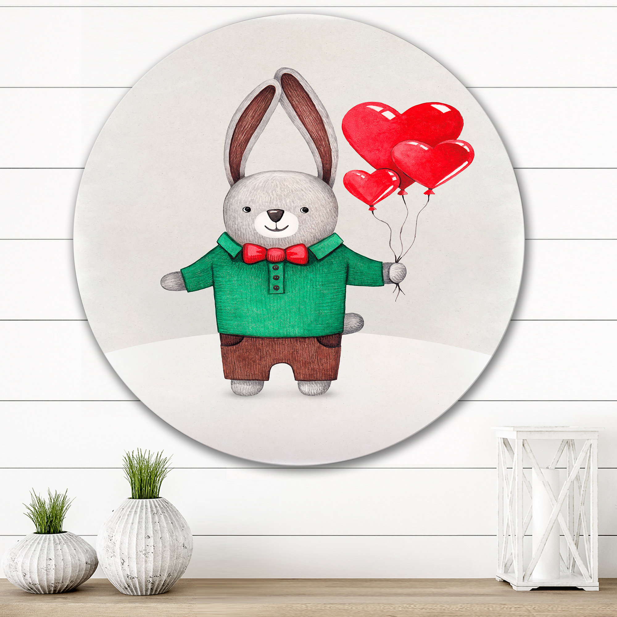 Trinx Little Cute Rabbit Holding Heart Balloons Little Cute Rabbit ...