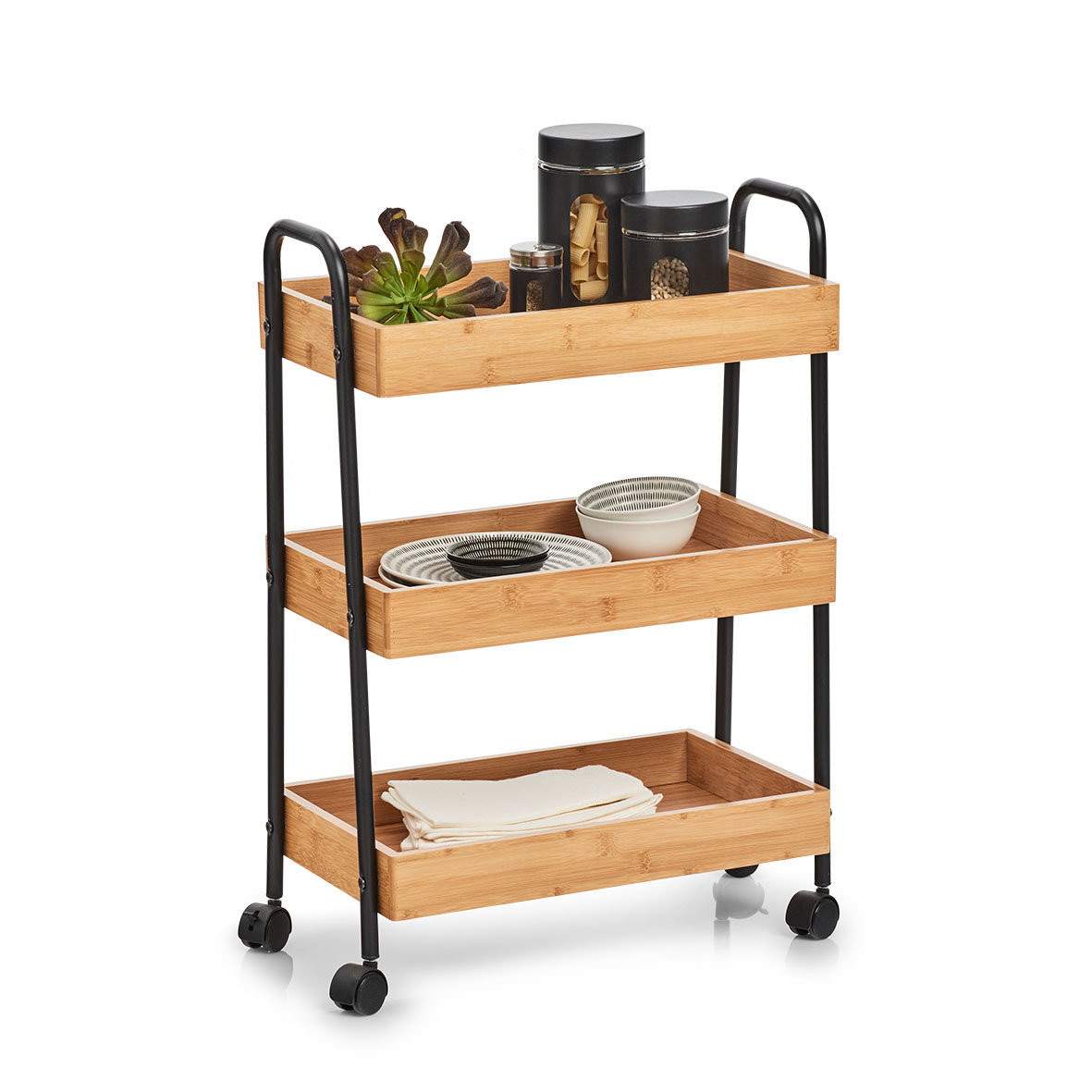 WFX Utility Side trolley, bamboo/metal, black | Wayfair.co.uk