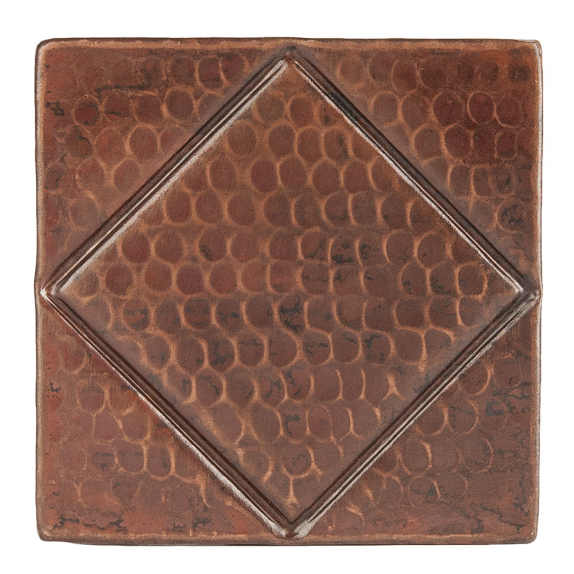 Premier Copper Products 4" x 4" Hammered Copper Tile with Diamond ...