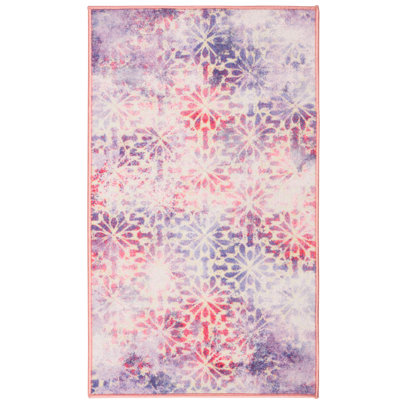 Disney Machine Washable Floral Area Rug in Purple/Pink & Reviews ...
