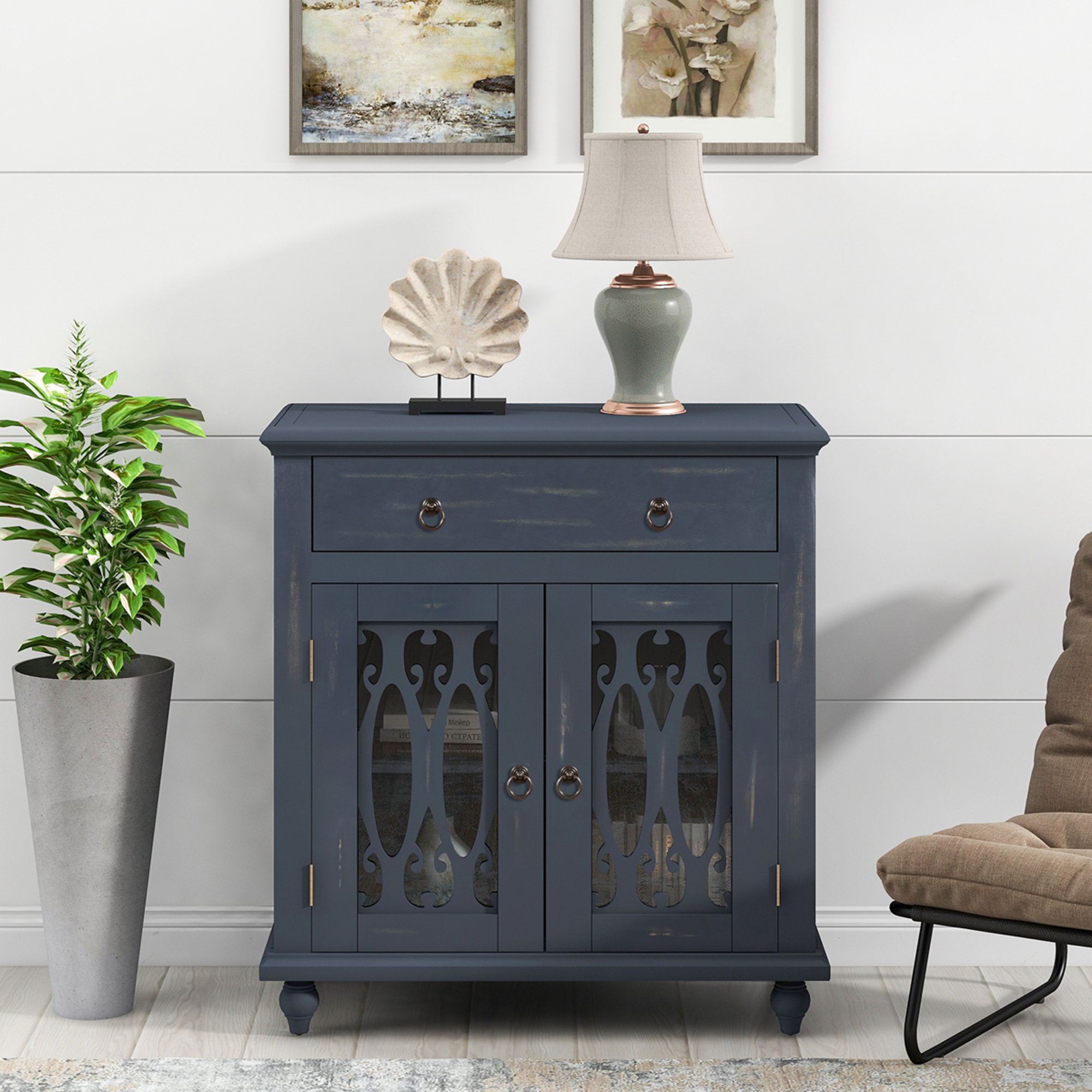 Canora Grey Ezmay 36.5'' Tall 2 - Door Accent Cabinet | Wayfair