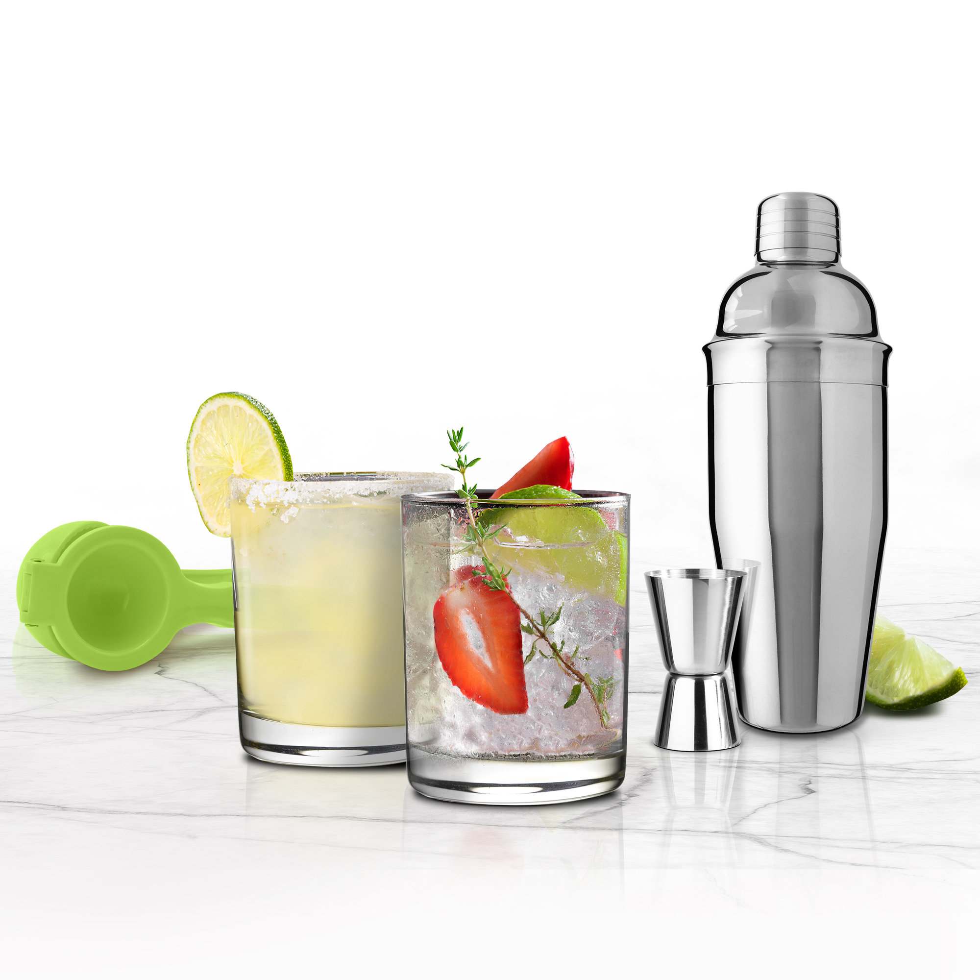 Wrought Studio Cocktail Shaker With 2 Margarita Glasses, Jigger And ...