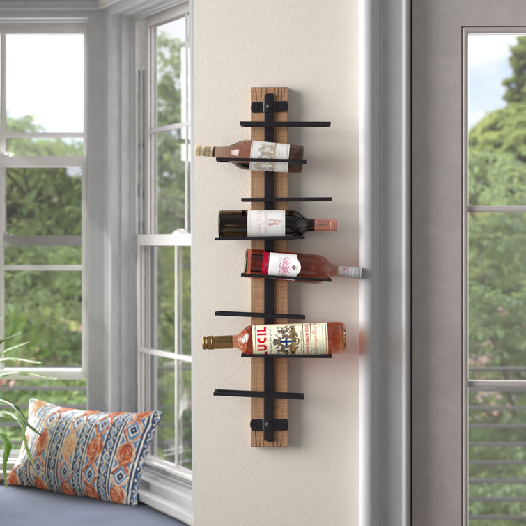 Mercury Row® 8 Bottle Wall Mounted Wine Bottle Rack in Brown/Black ...