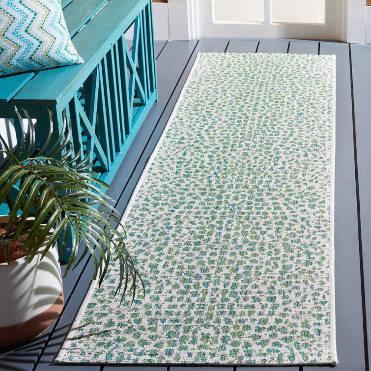 Wade Logan® Power Loom Ivory/Green Indoor/Outdoor Rug & Reviews | Wayfair