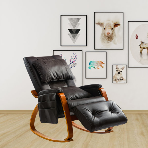 Latitude Run® Faux Leather Relax Rocking Chair With Massage, Dark Brown ...