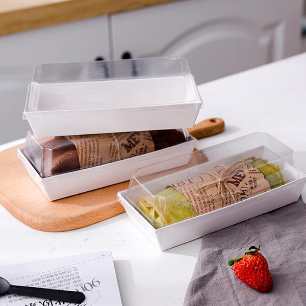 Prep & Savour 50 Sets Roll Cake Box, Swiss Roll Plastic Containers ...