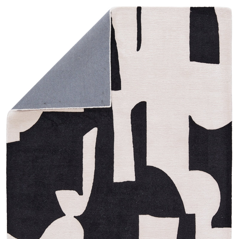AllModern Handmade Black/Cream Rug | Wayfair