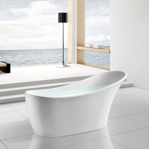 AKDY 53.9'' x 28.1'' Freestanding Soaking Fiberglass Bathtub | Wayfair