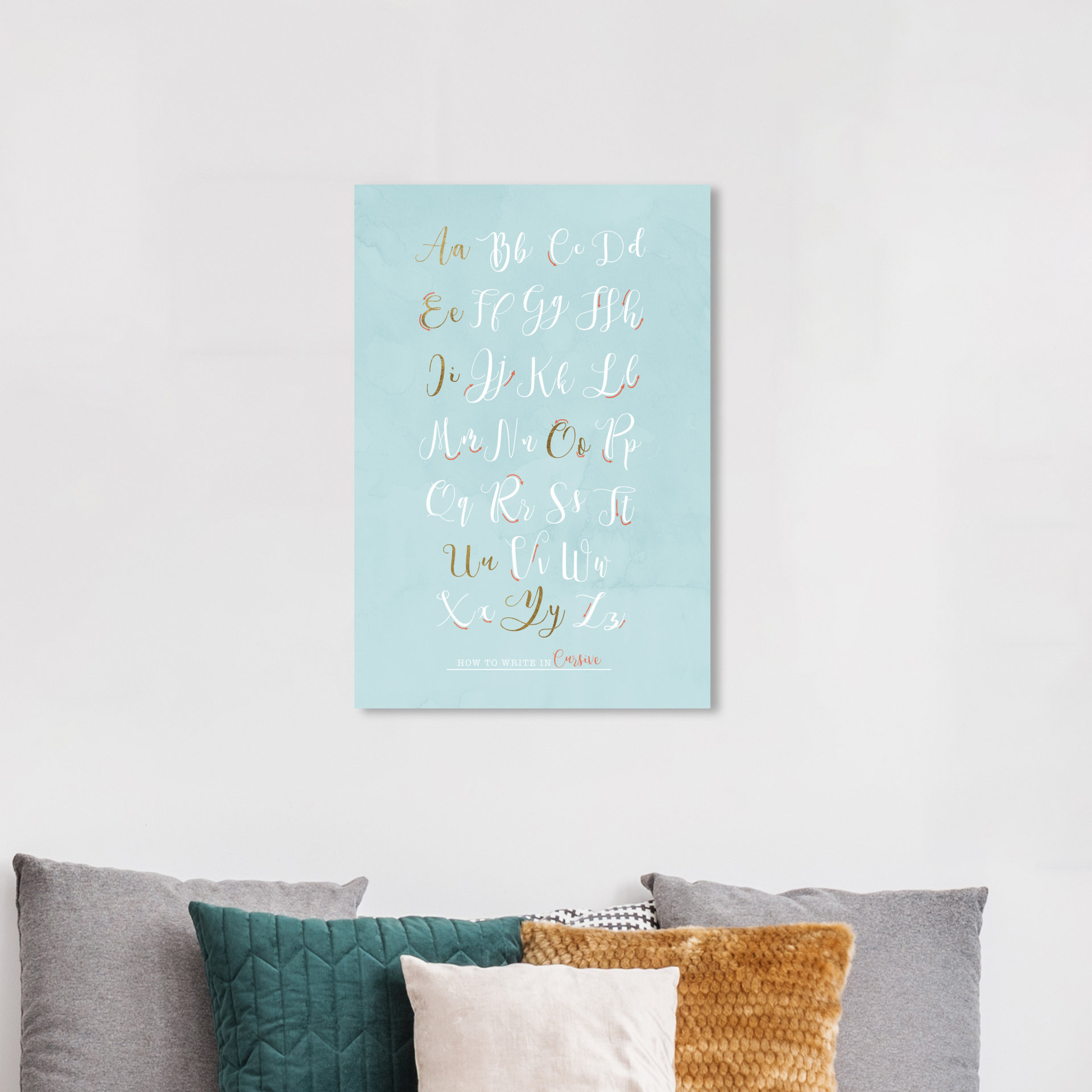 Trinx Letters And Calligraphy Cursive Alphabet - Wrapped Canvas Textual ...