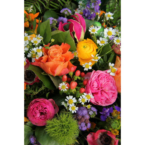 Ebern Designs Mixed Spring Bouquet - Wrapped Canvas Photograph | Wayfair
