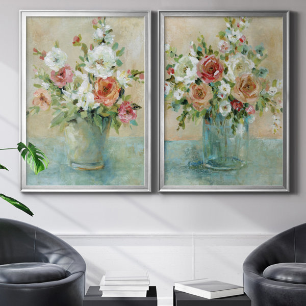 August Grove® Sun Drenched Bouquet - 2 Piece Painting | Wayfair