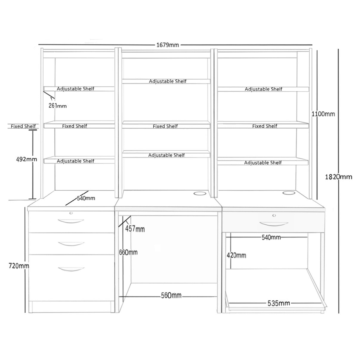 Ebern Designs Brely 6 Piece Rectangular Computer Desk Office Set ...