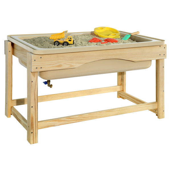 Wood Designs 27" x 25" Solid Wood Rectangular Natural Play Sand and ...
