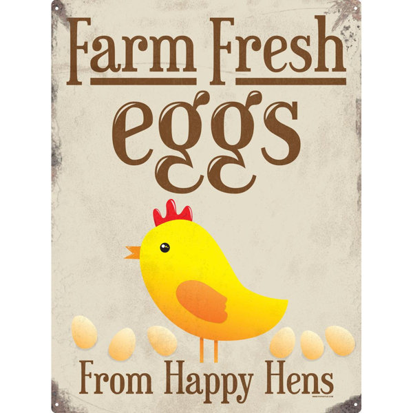 Maturi Happy Hens Sign Tin Wall Décor | Wayfair.co.uk