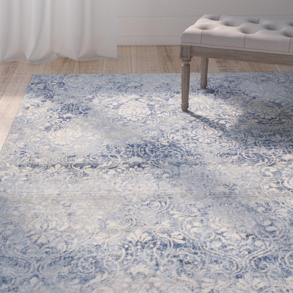 One Allium Way® Thora Wool Light Gray/Blue Rug & Reviews | Wayfair