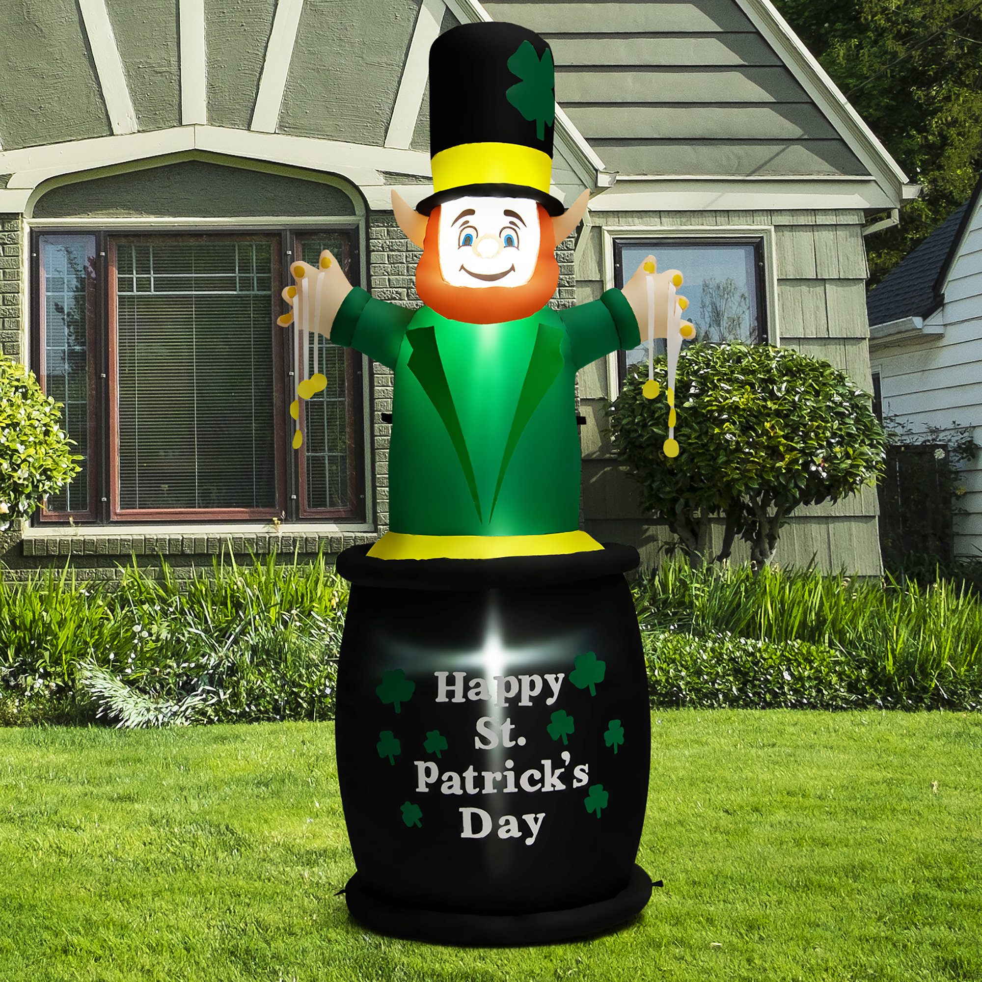 The Holiday Aisle® St Patrick's Day Leprechaun Pot, Shamrock Inflatable ...