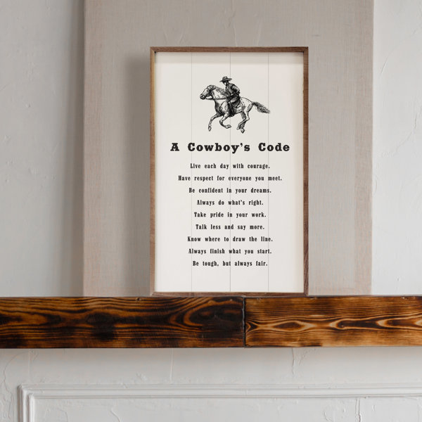 Winston Porter Cowboy Code - Picture Frame Textual Art on Wood | Wayfair