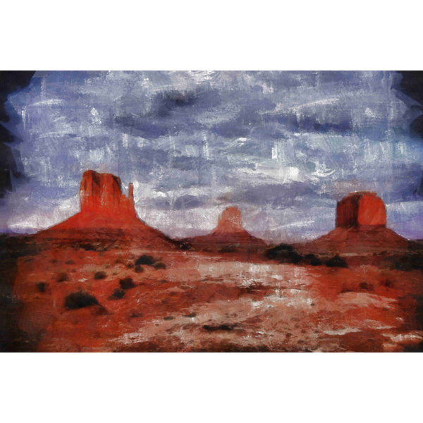 Union Rustic Painted Red Rock Landscape - Wrapped Canvas Painting | Wayfair