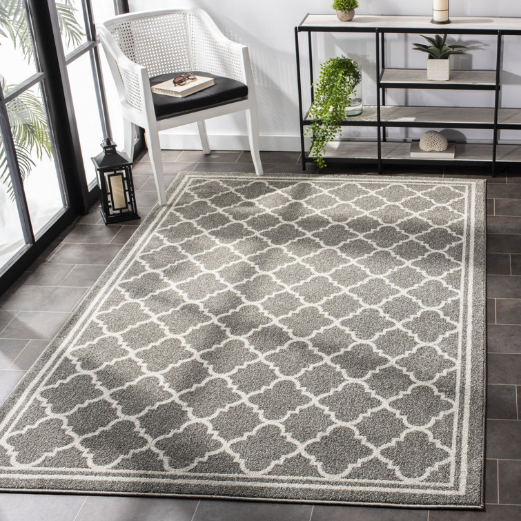 Winston Porter Adeleine Geometric Dark Grey / Beige Area Rug & Reviews ...