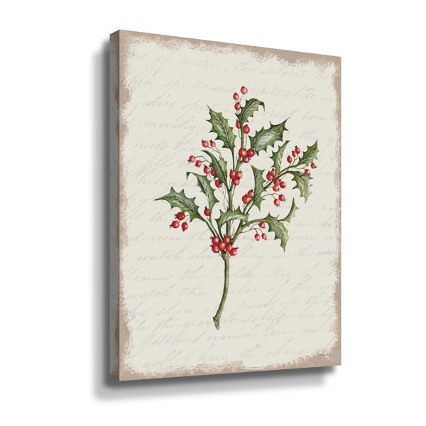 ArtWall Holly Christmas Botanical - Print on Canvas | Wayfair