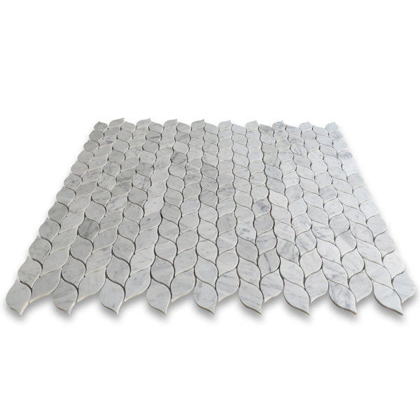 Marble Online Carrara White Marble Leaf Shape Medi Mosaic Tile Honed ...