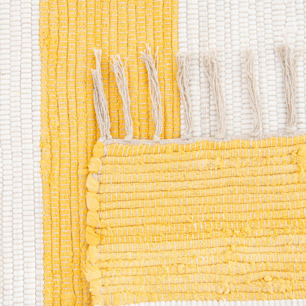 August Grove® Abishanth Handmade Cotton Yellow/White Rug | Wayfair