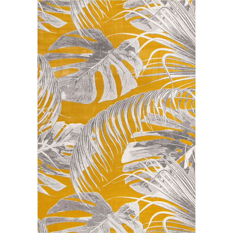 Beachcrest Home Adalheida Performance Yellow/Gray Rug & Reviews | Wayfair