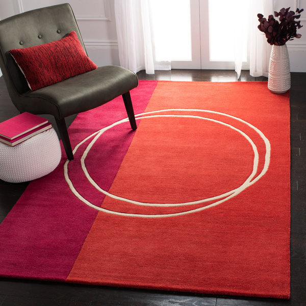 Corrigan Studio® Charbonneau Geometric Handmade Tufted Wool Red Area ...