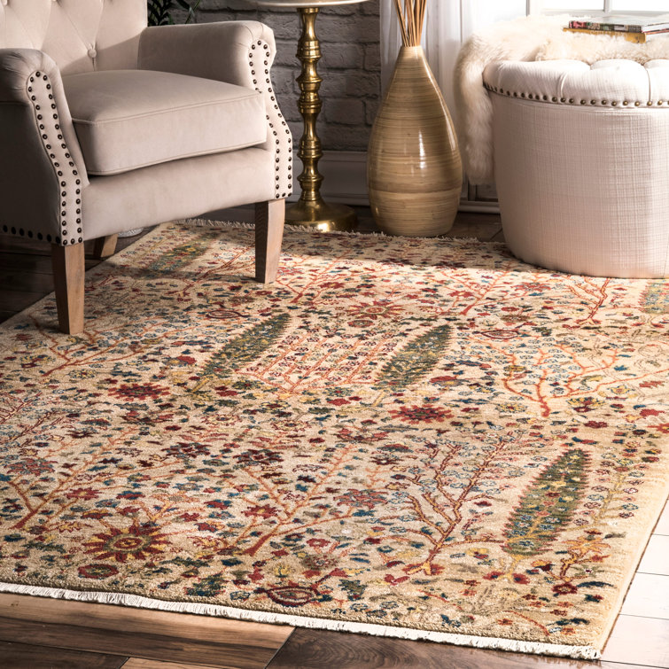 Bloomsbury Market Marianna Floral Olive/Red Area Rug & Reviews | Wayfair