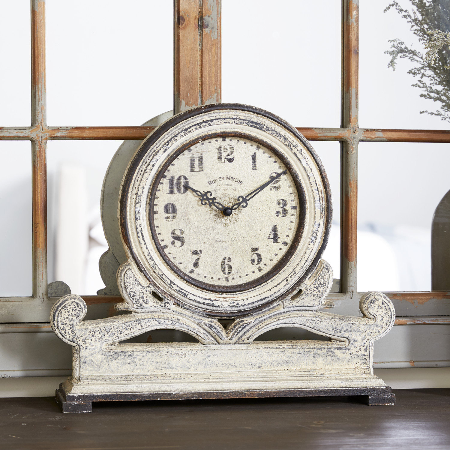 Ophelia & Co. Traditional Analog Wood Quartz Tabletop Clock in White ...