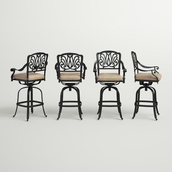 Three Posts™ Lebanon Swivel 29" Patio Bar Stool with Cushion & Reviews ...