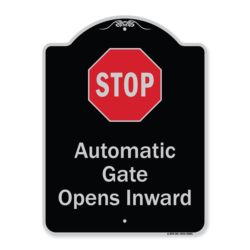 Signmission Designer Series Sign - Stop, Automatic Gate, Opens Inward ...