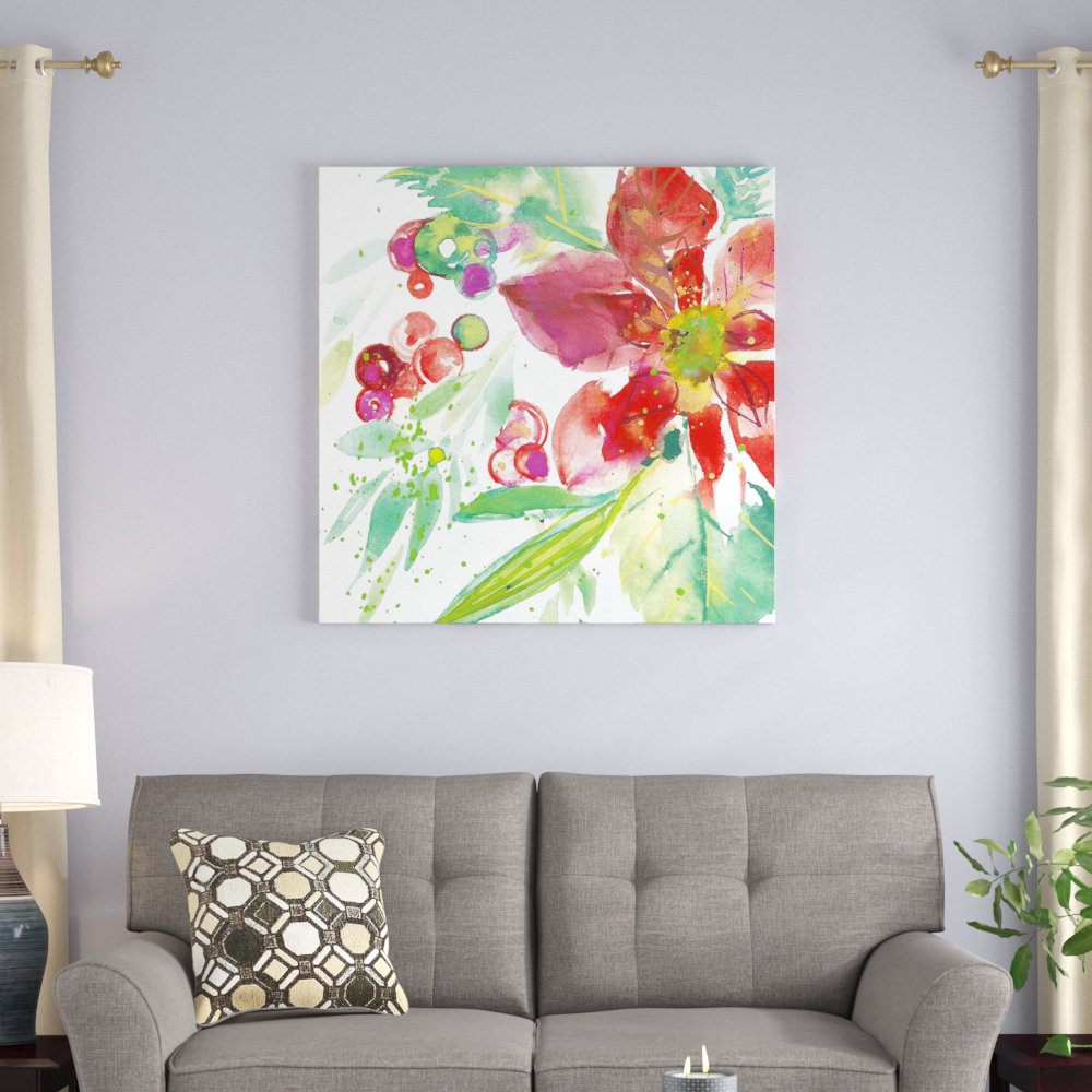 Winston Porter Poinsettia Pretty IV by Kristy Rice - Painting on Canvas ...