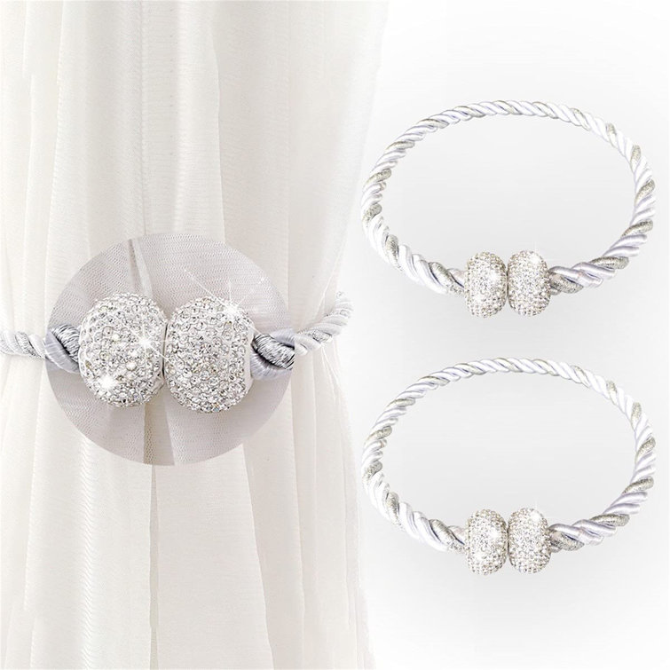 Holdback Rose Gold Flower Rhinestone Rhinestone Magnetic Curtain ...